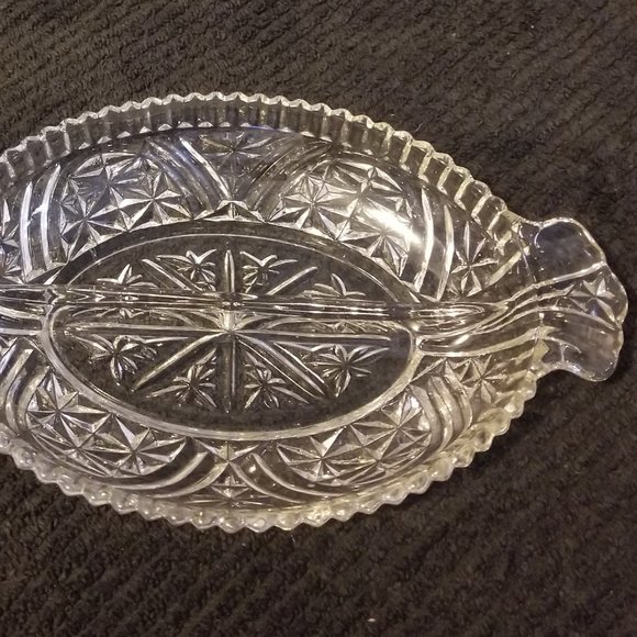 Kitchen | Vintage Crystal Cut Glass Divided Dish | Poshmark
